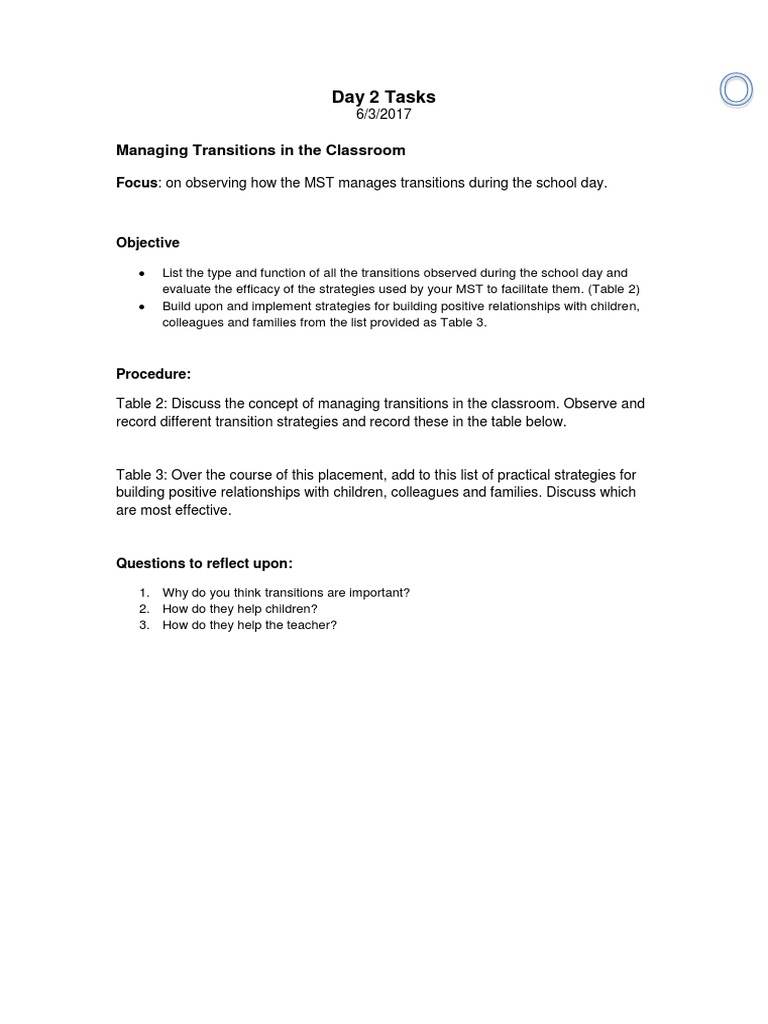 Day 2 Tasks | PDF | Classroom | Teachers