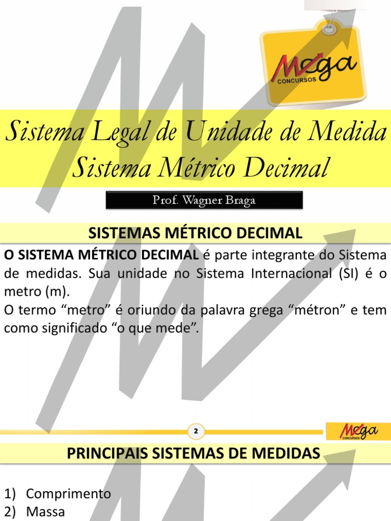 Aula 11 - Sistema Legal de Unidade de Medida - Sistema Metrico Decimal ...