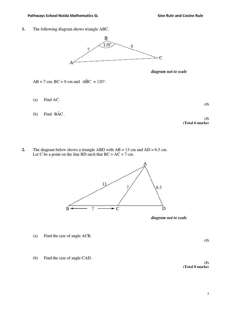 2 Sine Rule and Cosine Rule | PDF | Trigonometric Functions | Triangle