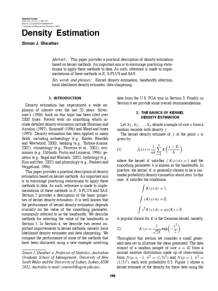 Kernel Density Estimation | PDF | Bias Of An Estimator | Normal Distribution