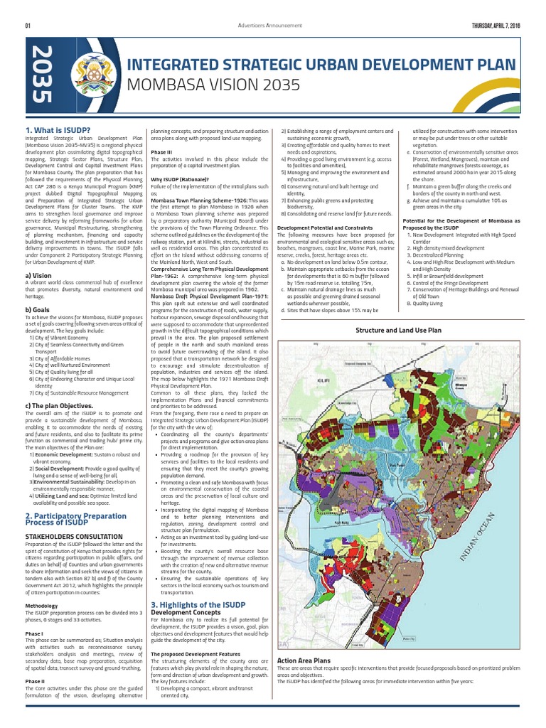 Mombasa Integrated Urban Development Plan | PDF | Sustainability ...
