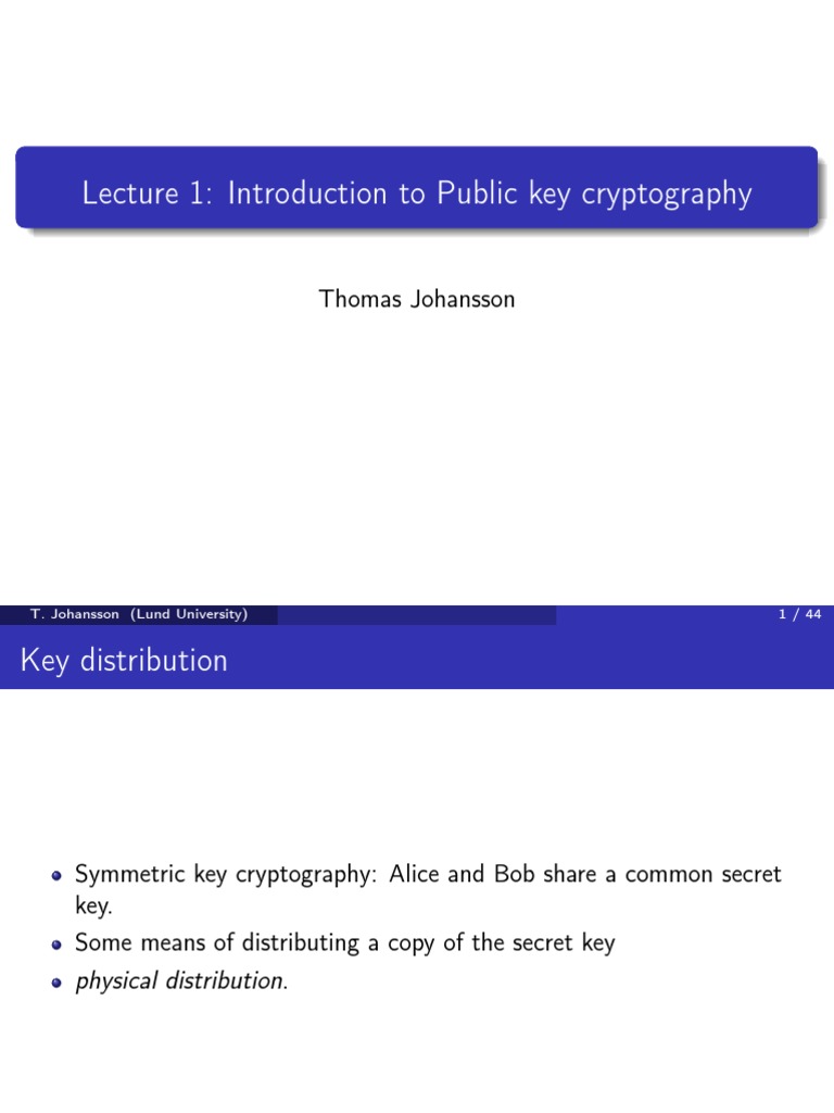 Introduction Lecture13-14 - Slides PDF | PDF | Public Key Cryptography | Key (Cryptography)