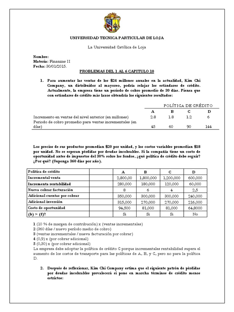 Finanzas Prob-Cap-10-1-Al-6 | PDF | Costo de oportunidad | Business