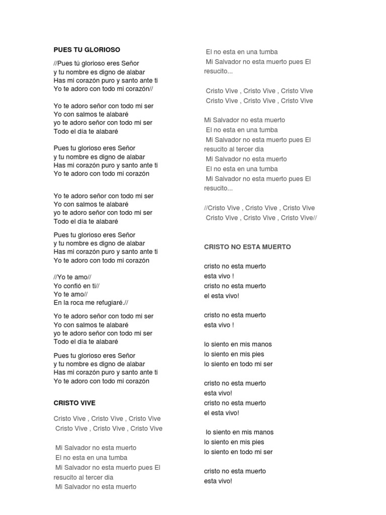 Letras y acordes de "Pues Tú Glorioso" | PDF | Cristo (título) | Textos ...