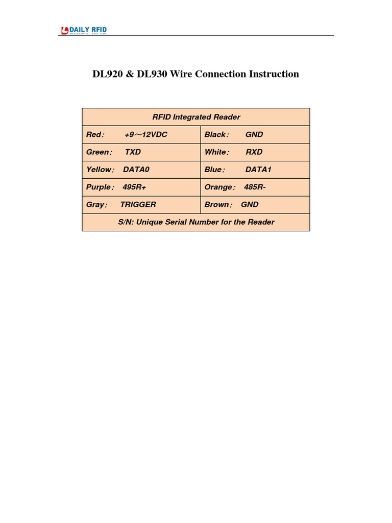 DL920 & DL930 Wire Connection Instruction