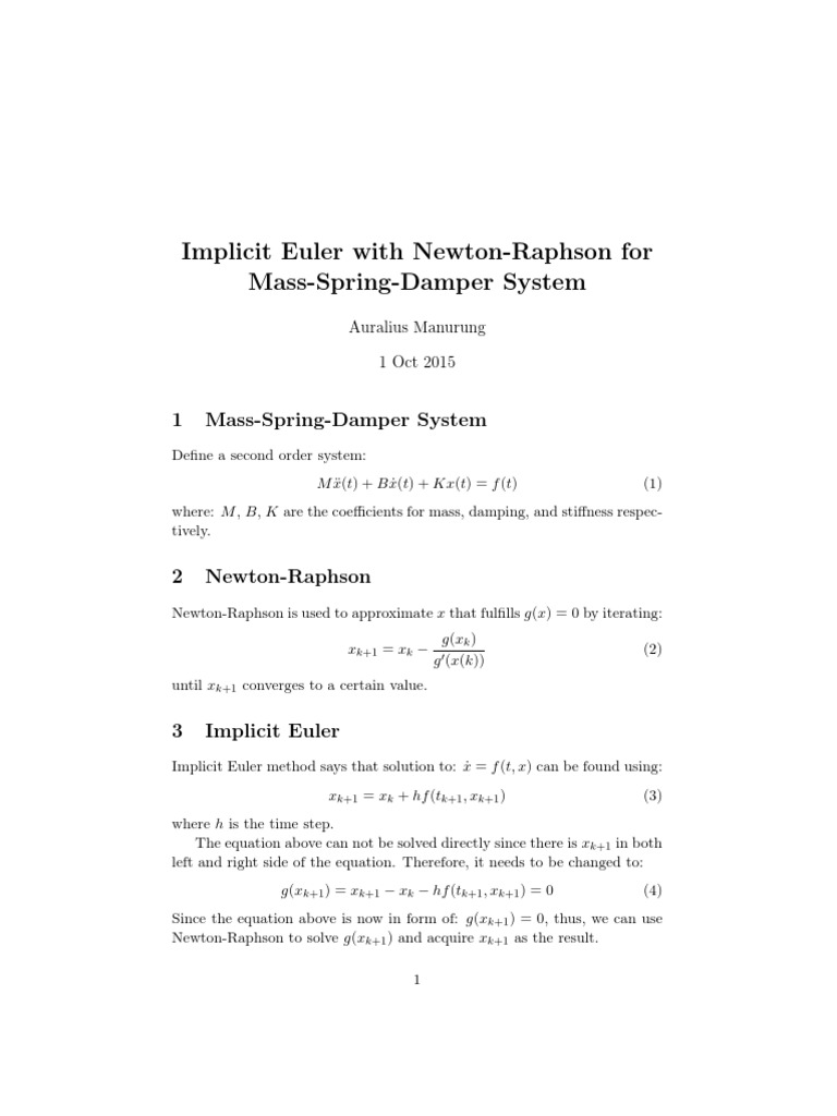 Implicit Euler With Newton Raphson | PDF | Numerical Analysis | Mathematical Analysis
