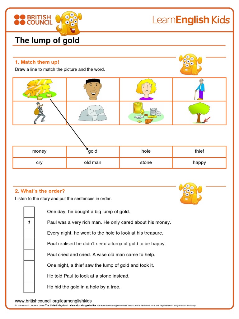 Story Time The Lump of Gold Worksheet | PDF