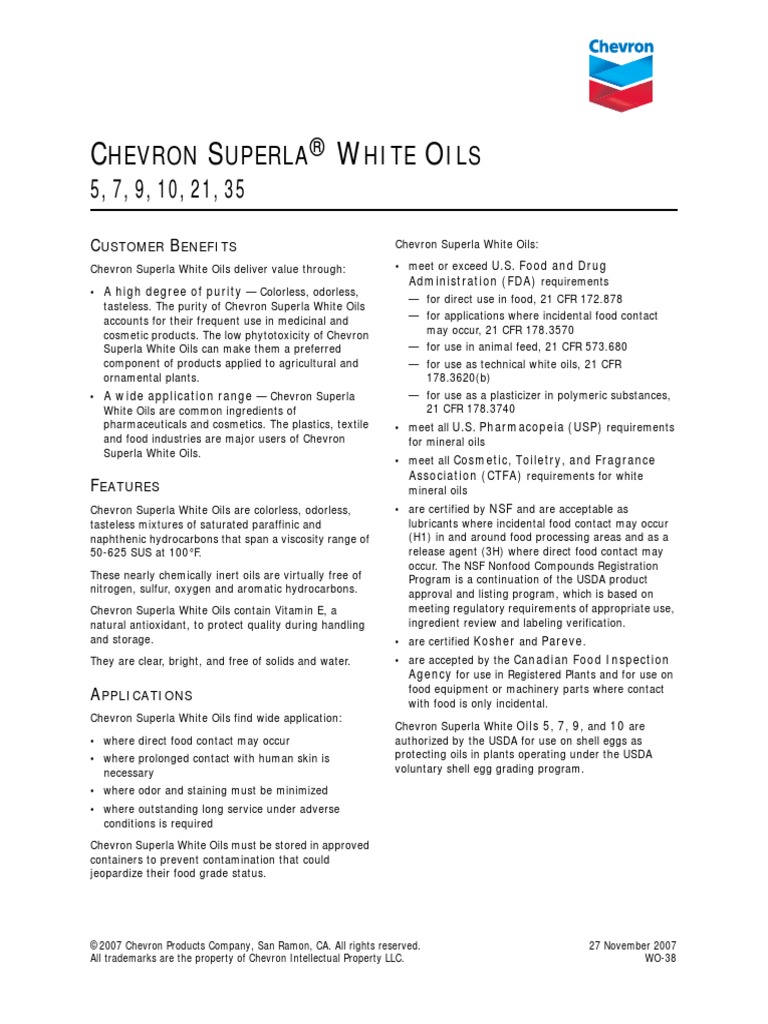 56food Superla White Oils | PDF | Oil | Chemical Substances