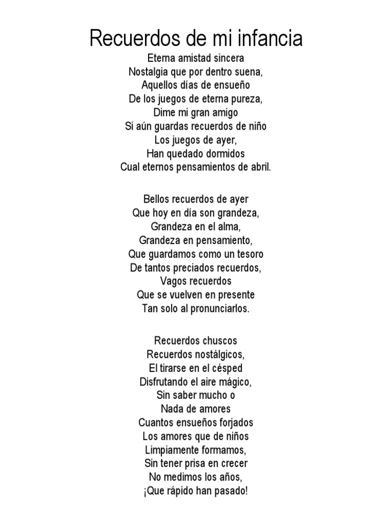 Recuerdos de Mi Infancia | PDF | Arte | Poesía
