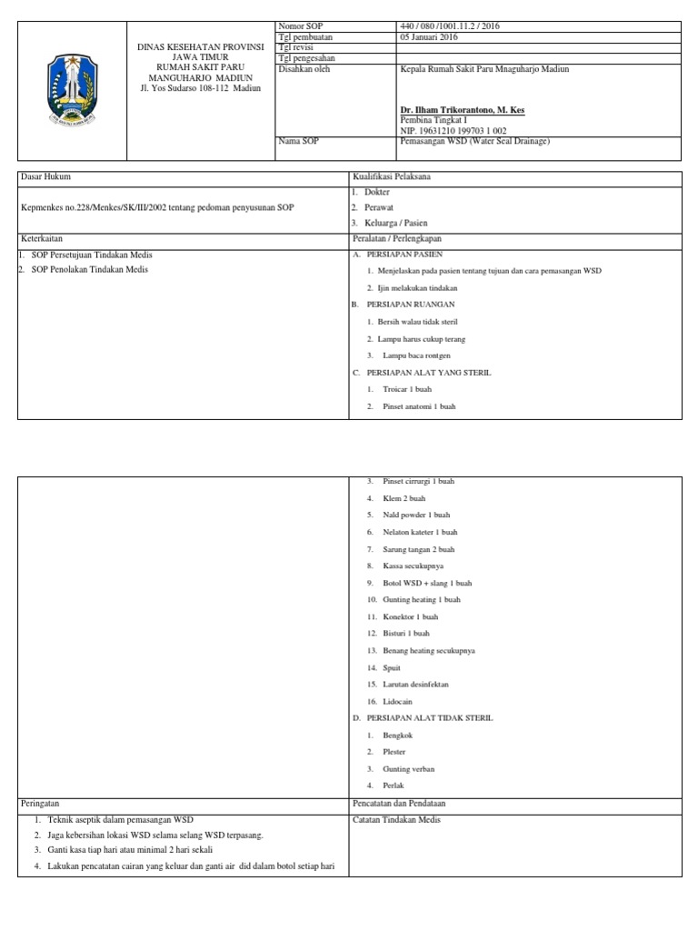Pemasangan WSD | PDF