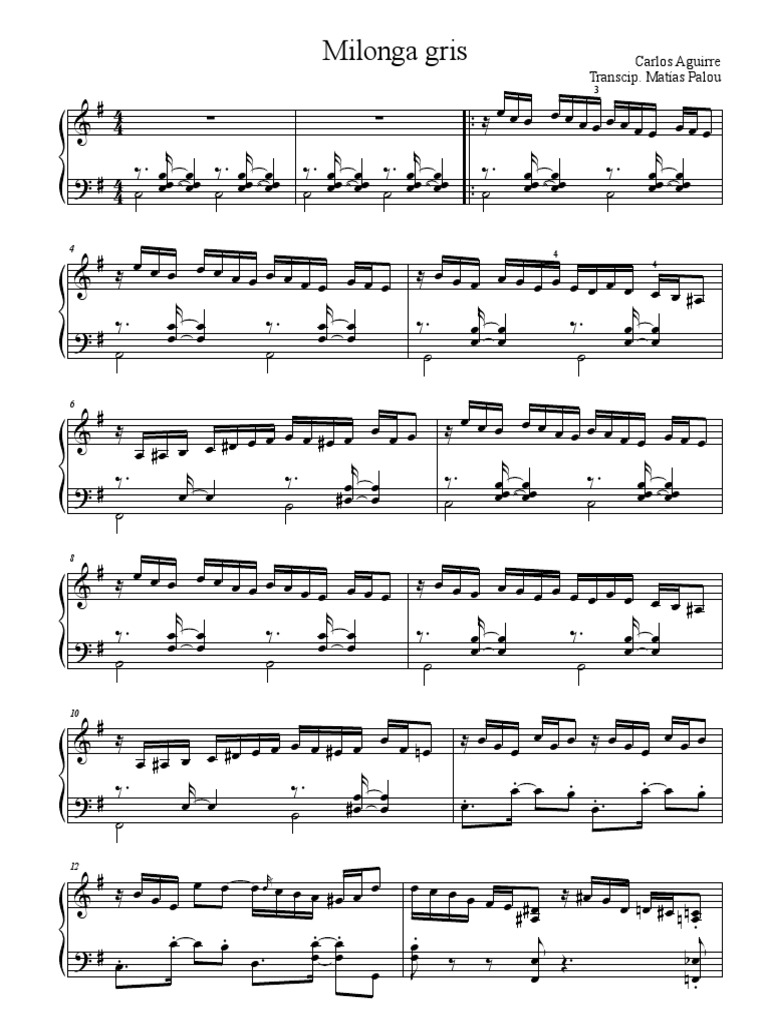Milonga Gris Carlos Aguirre PDF | PDF