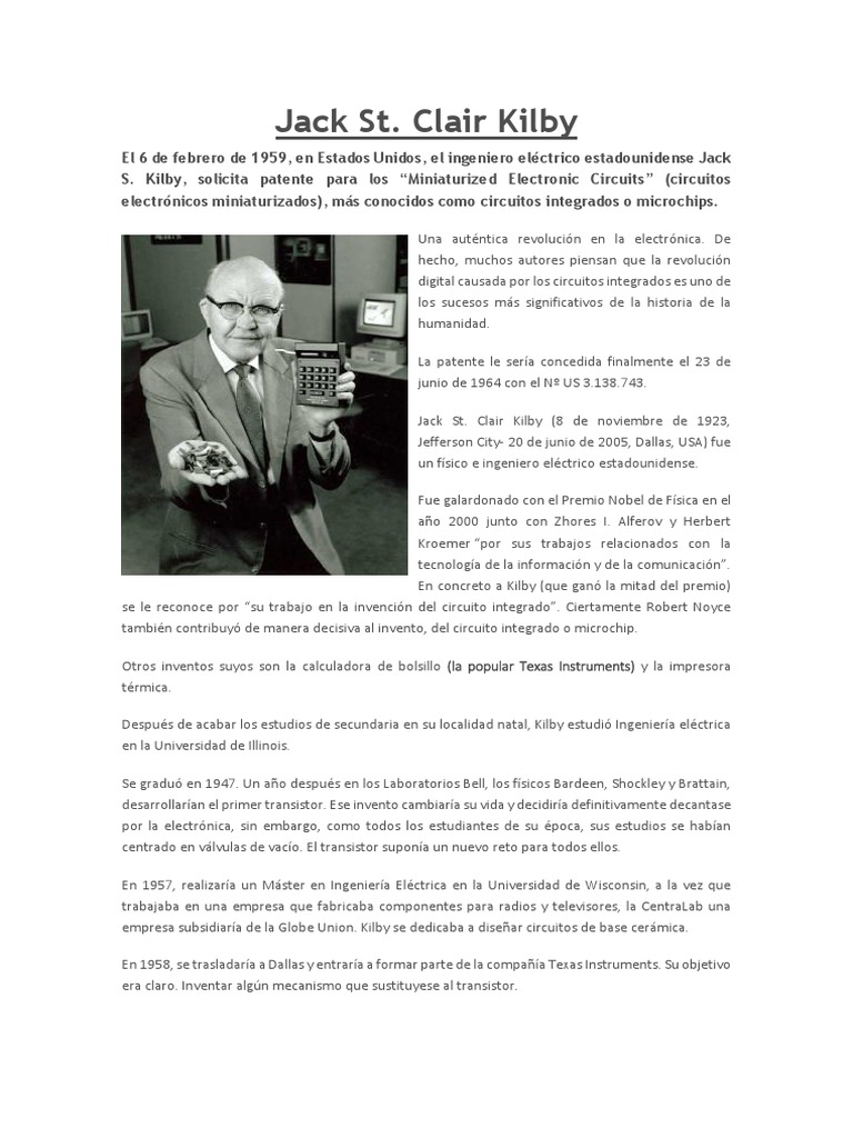 Legado de Jack Kilby en Microelectrónica | PDF | Circuito integrado ...