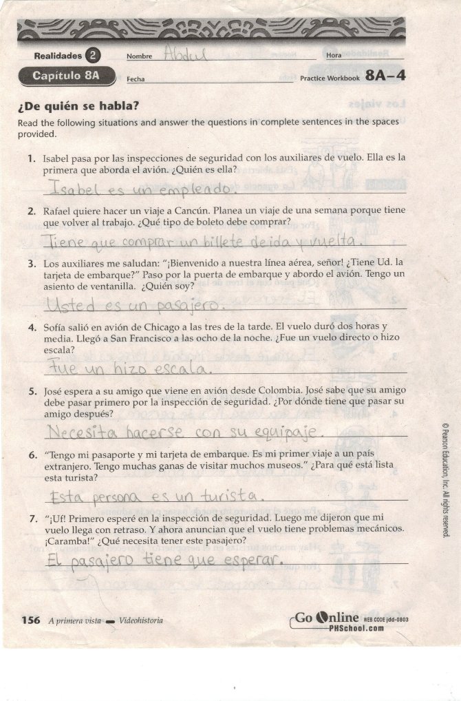 Spanish Workbook 156 | PDF