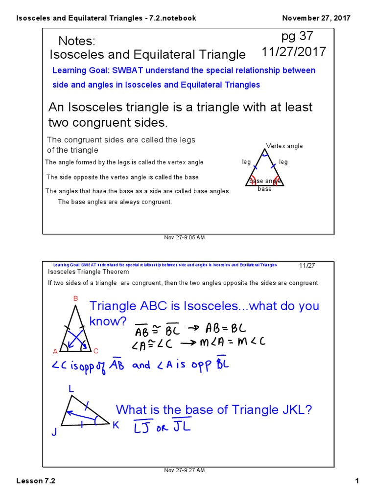 Isosceles and Equilateral Triangles - 7 2 | PDF | Triangle | Euclidean ...