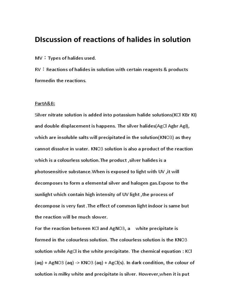 Silver Halide Precipitate Colors | PDF | Silver | Precipitation (Chemistry)