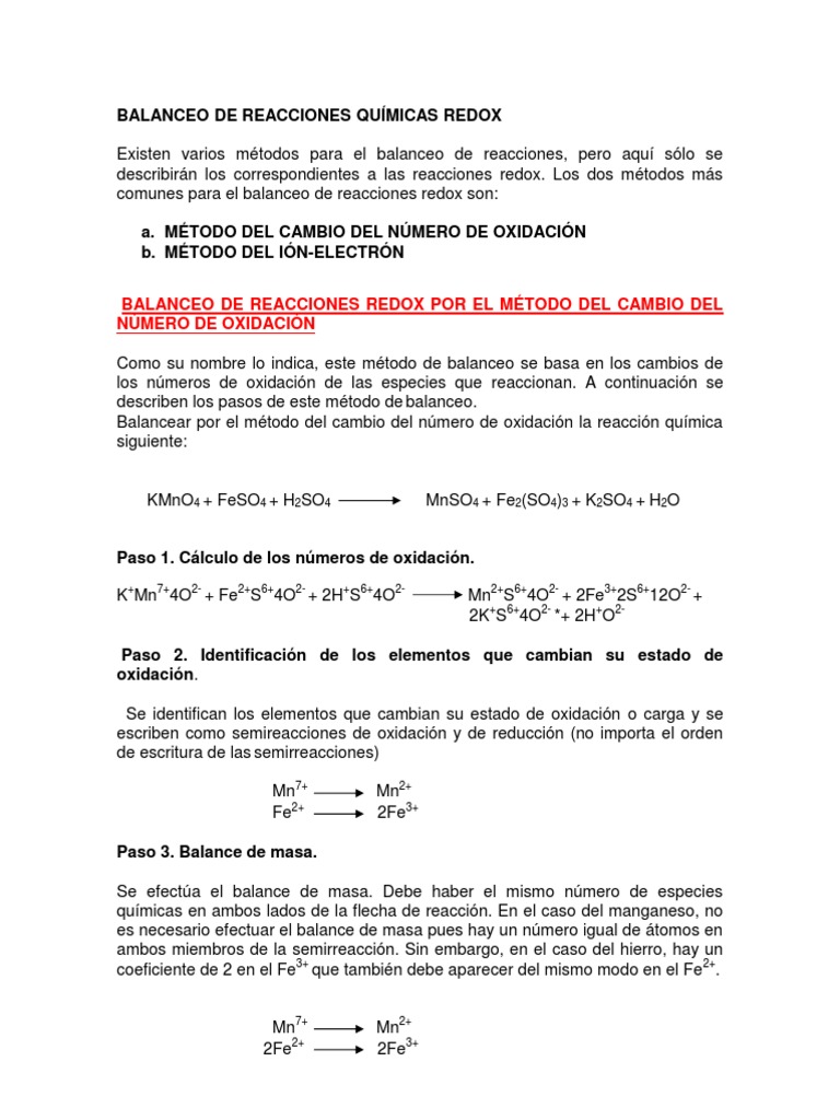 Balanceo Redox Por Dos Métodos | PDF | Redox | Átomos