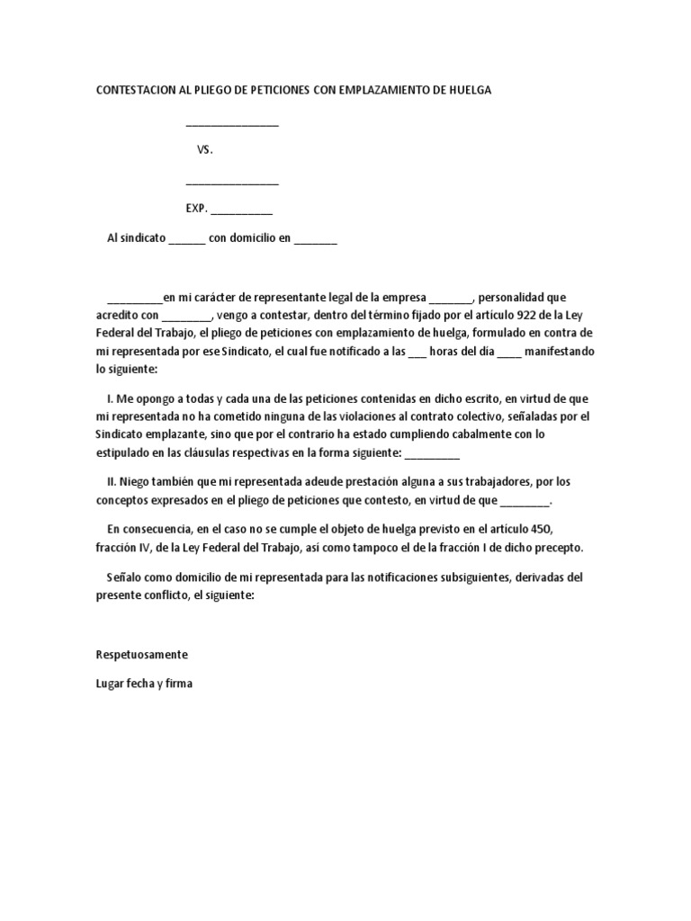 Contestación a Pliego Petitorio de Huelga | PDF