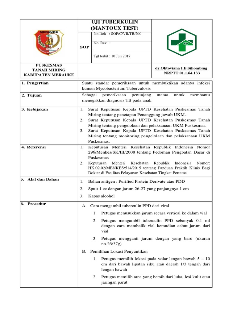 SOP Uji Tuberkulin | PDF
