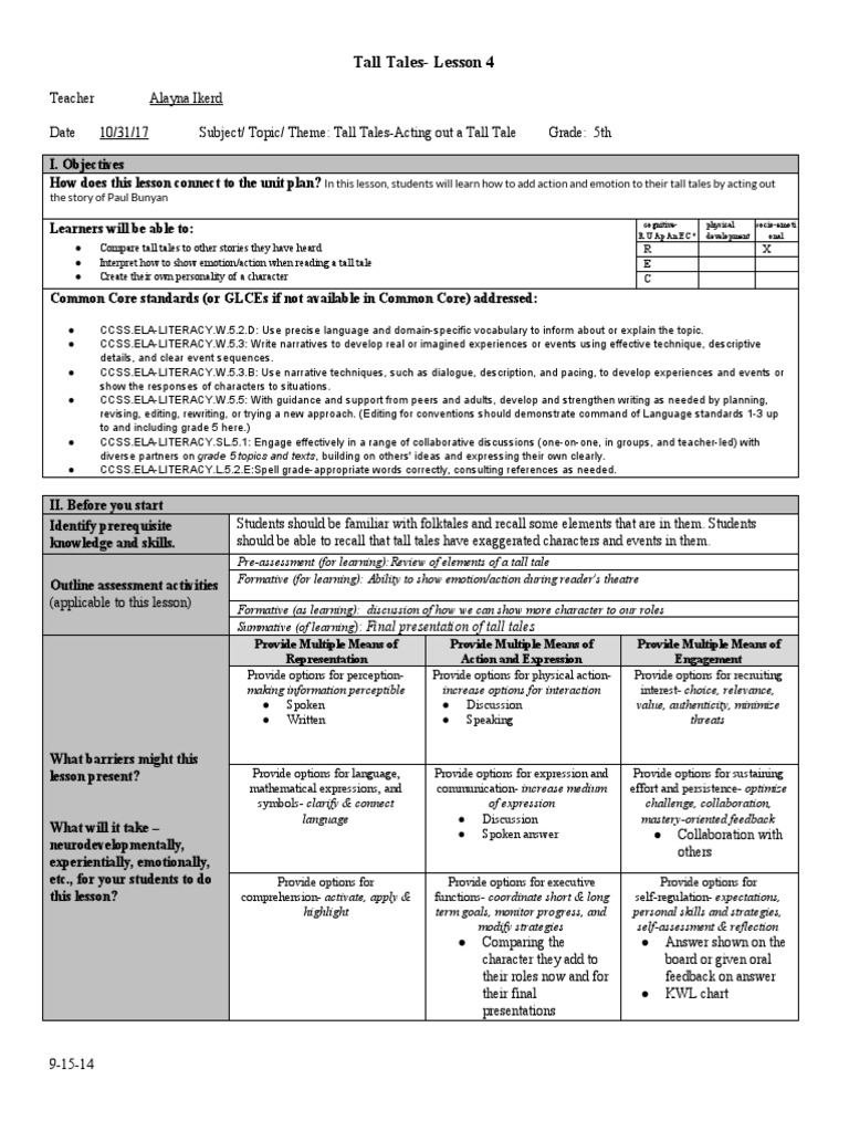 Tall Tales Lesson 4-2 | PDF