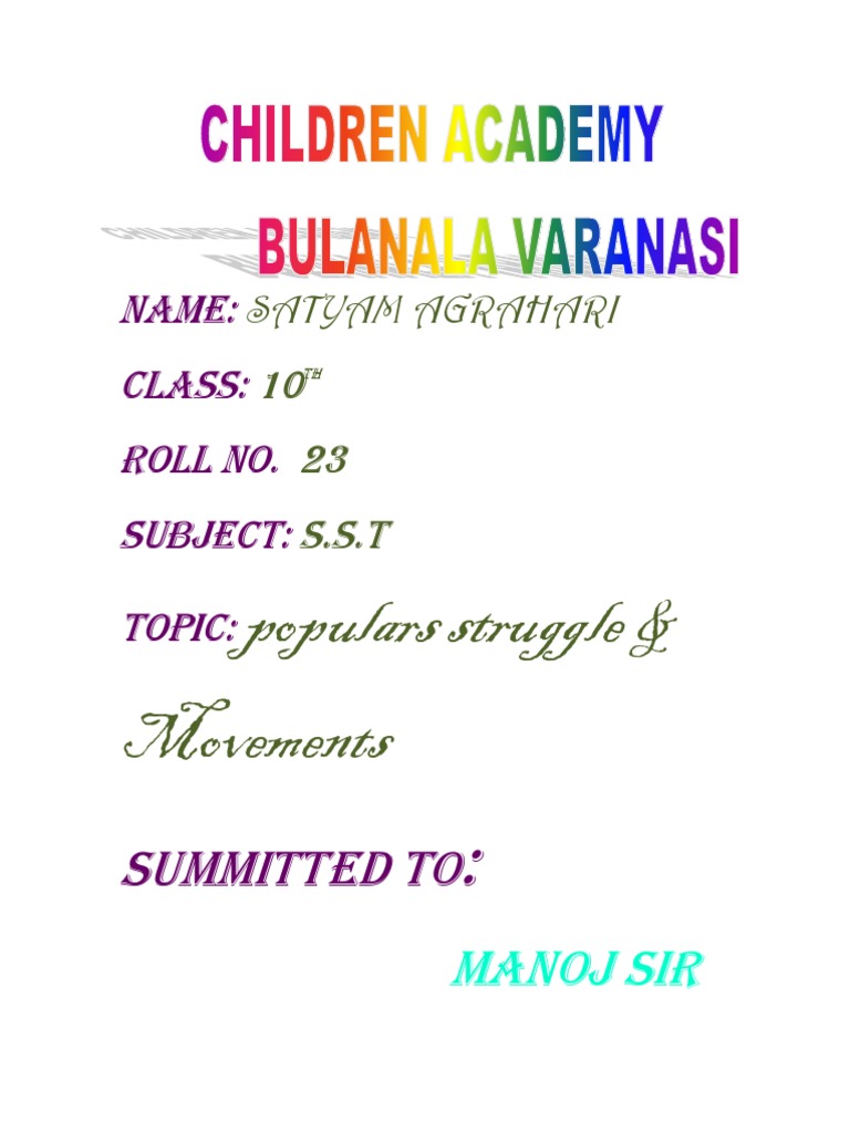 Populars Struggle & Movements: Summitted To | PDF