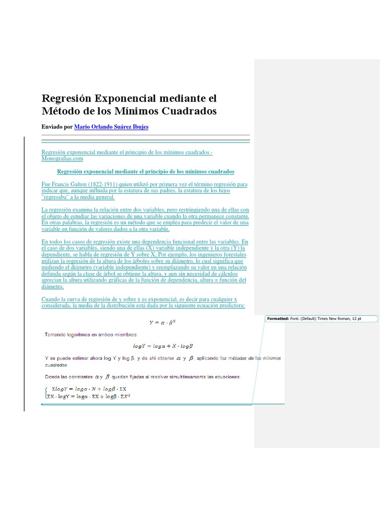 Regresión Exponencial y Mínimos Cuadrados | PDF | Análisis de regresión ...