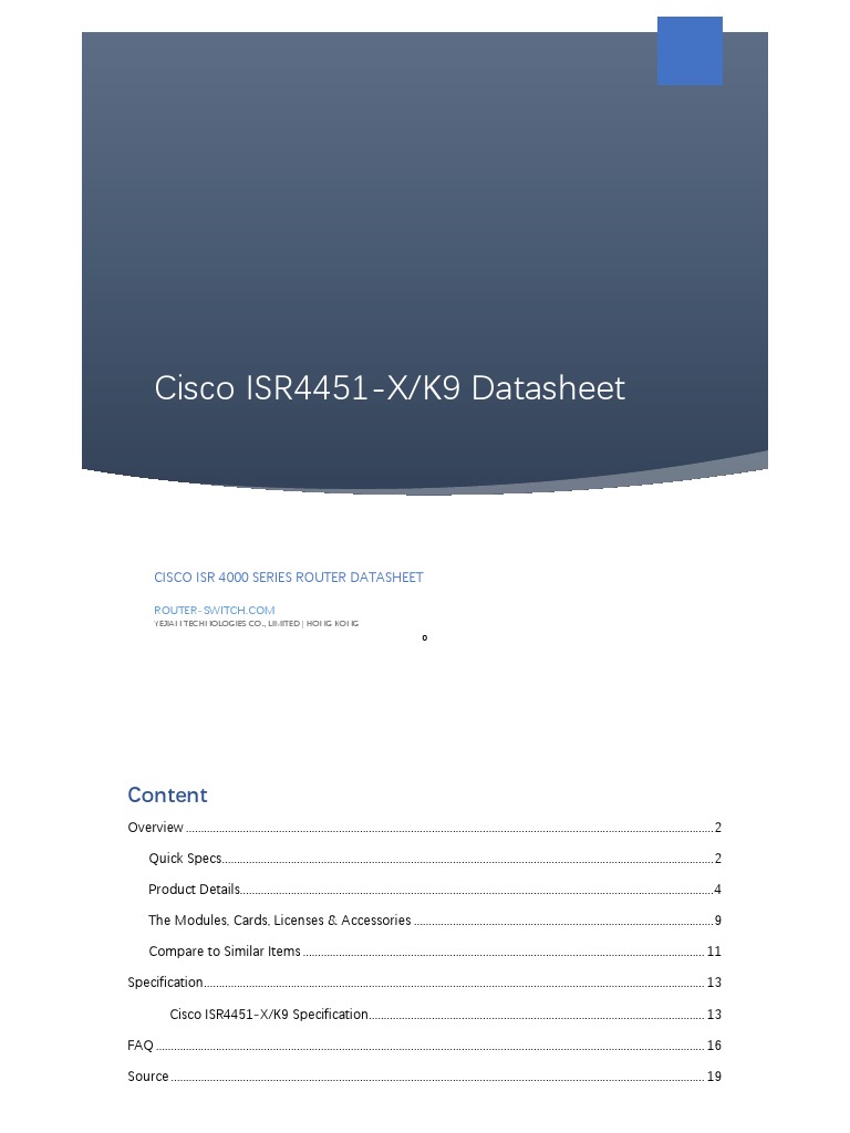 Cisco ISR4451-X/K9 Datasheet | PDF | Alternating Current | Power Supply