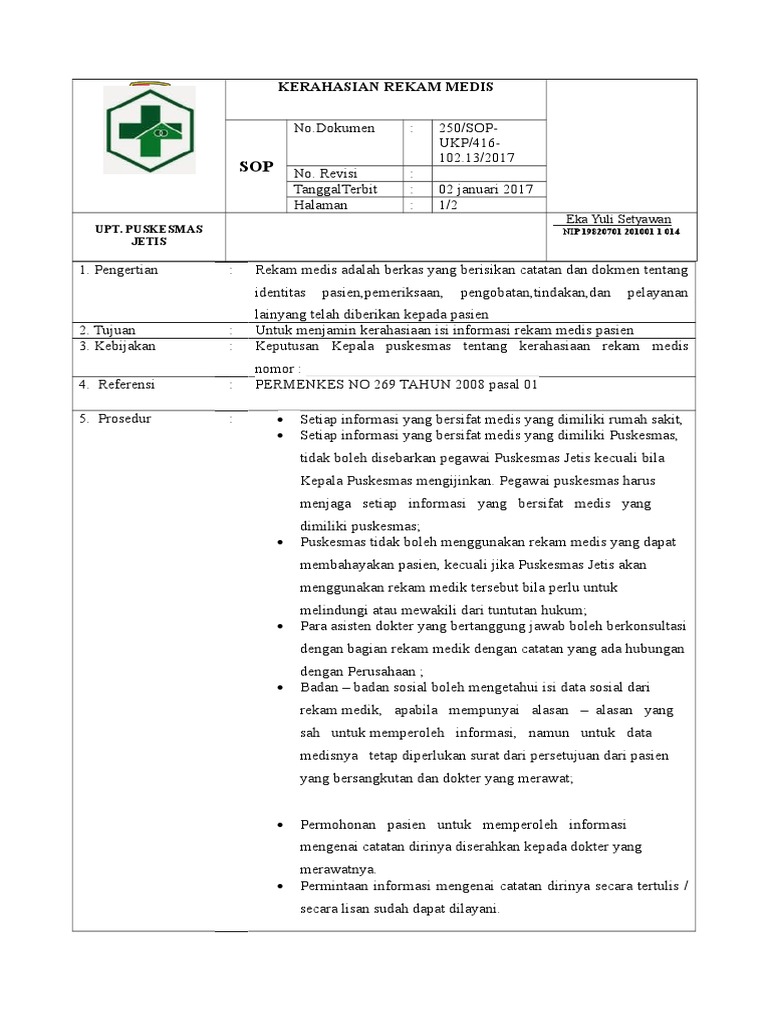 Sop Pelayanan Rekam Medis - Perumperindo.co.id