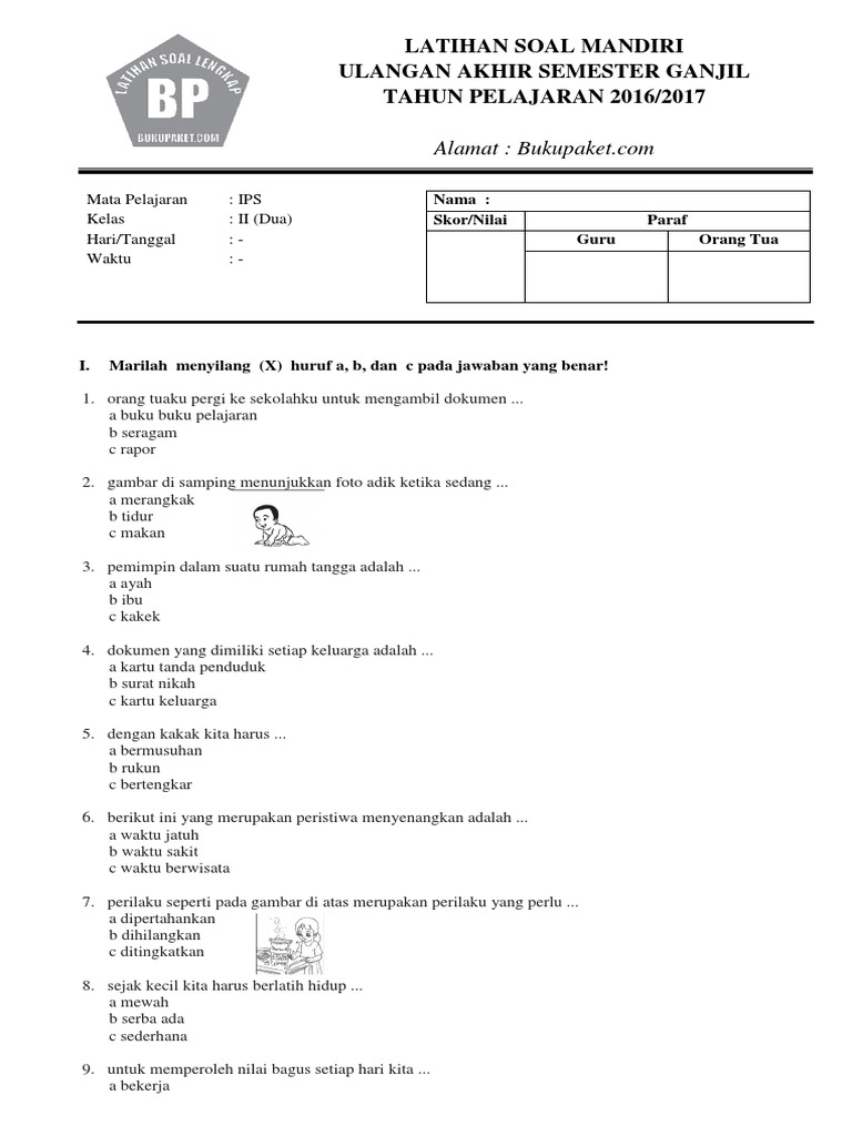 Latihan Soal UAS IPS Kelas 2 SD | PDF