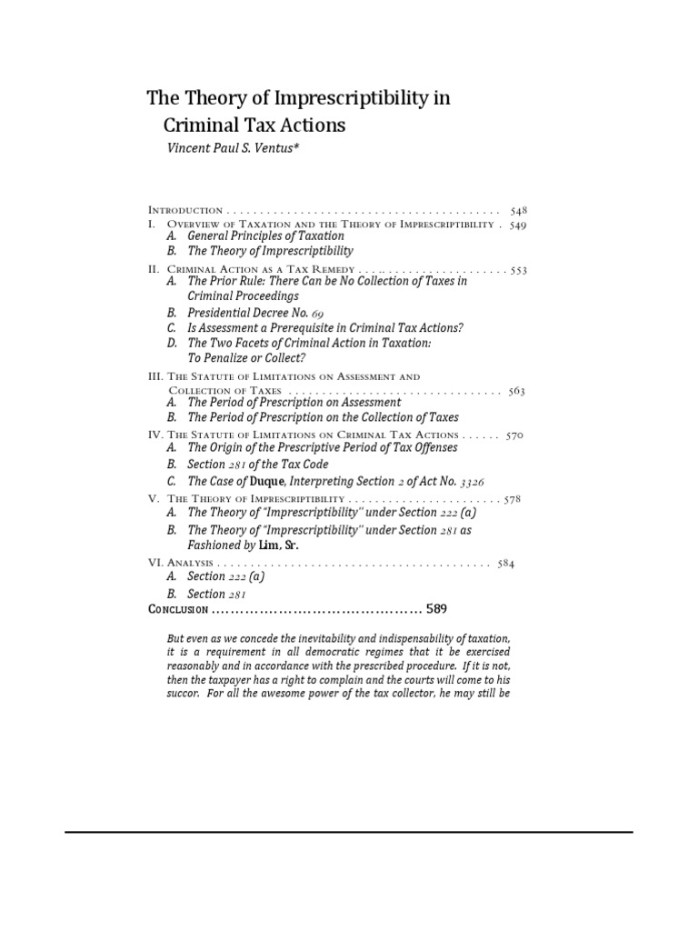 Imprescriptibility in Tax Law Analysis | PDF | Taxes | Crime & Violence