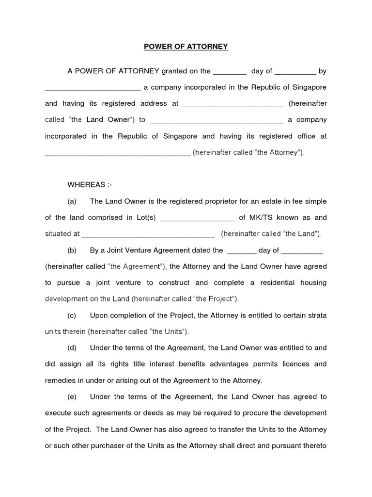 Power of Attorney | PDF | Deed | Power Of Attorney