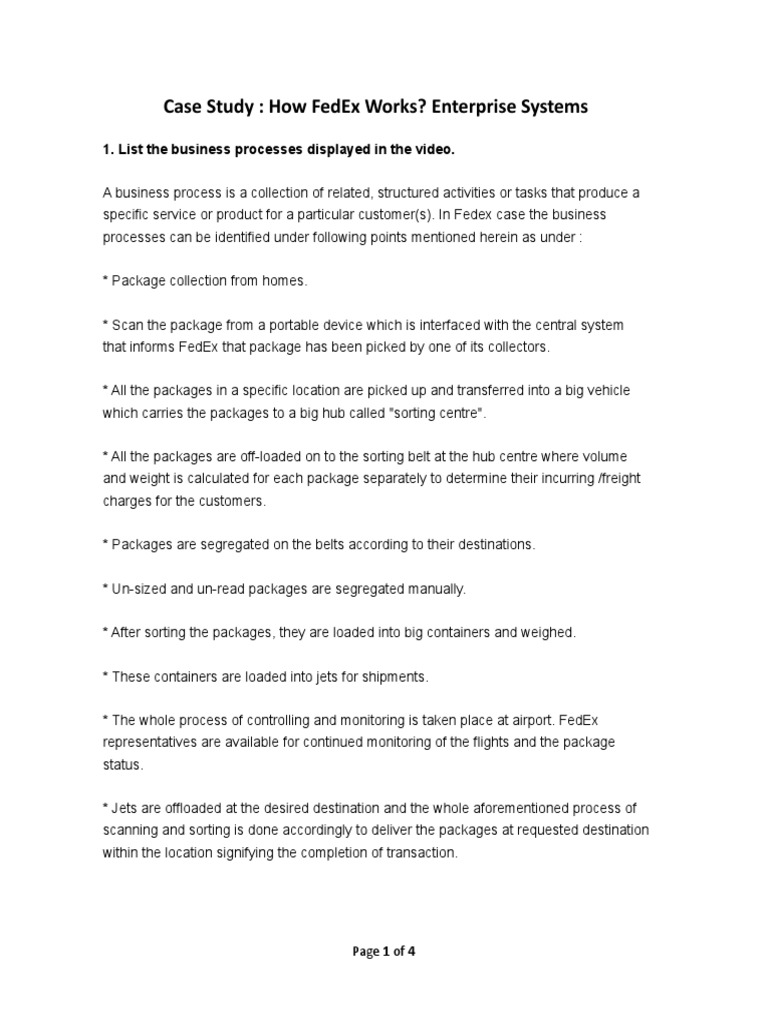 FedEx Case Study Answers | PDF | Management Information System | System
