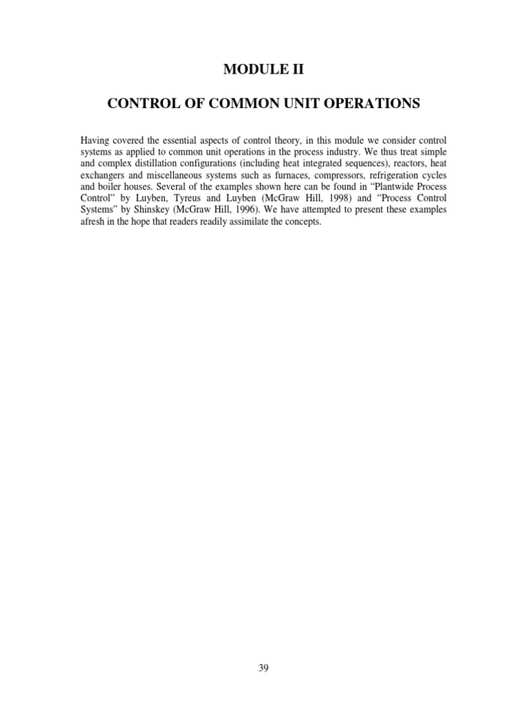 Control of Common Unit Operations | PDF | Distillation | Chemical ...