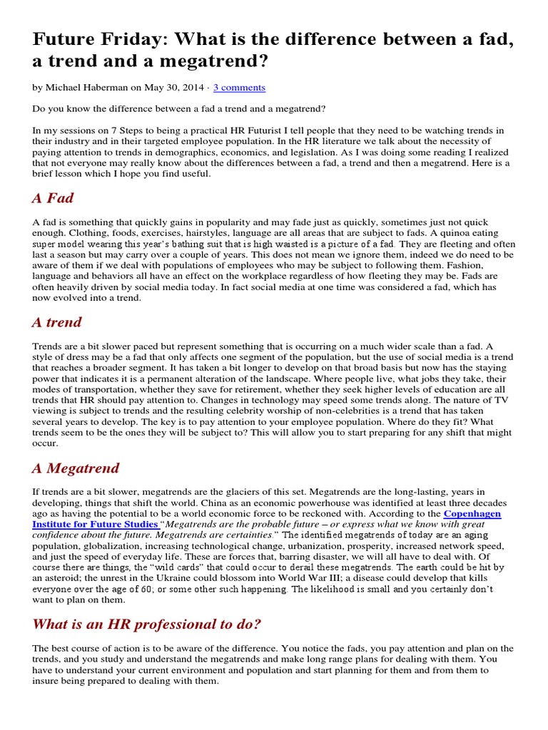 Fads and Trends | Innovation | Fashion