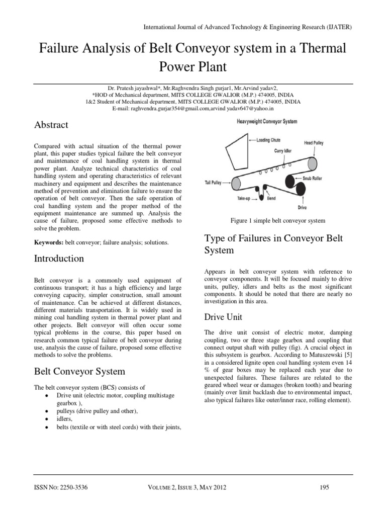 Failure Analysis of Conveyor System in Thermal Powerplant PDF | PDF ...