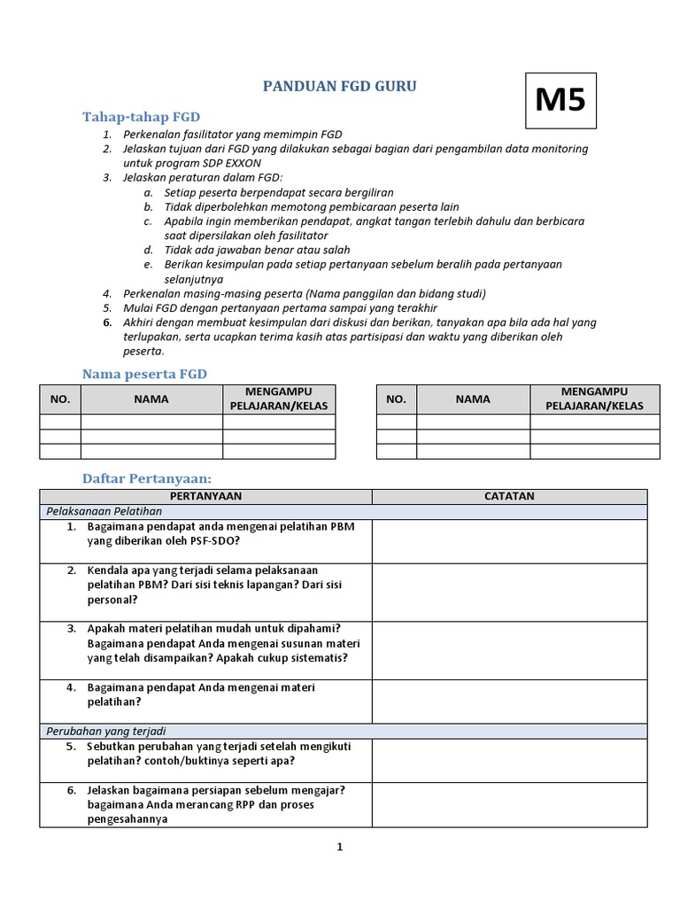 Contoh FGD Guru | PDF
