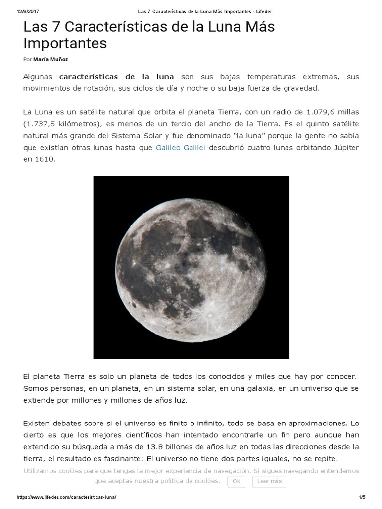 Las 7 Características de La Luna Más Importantes - Lifeder | PDF ...