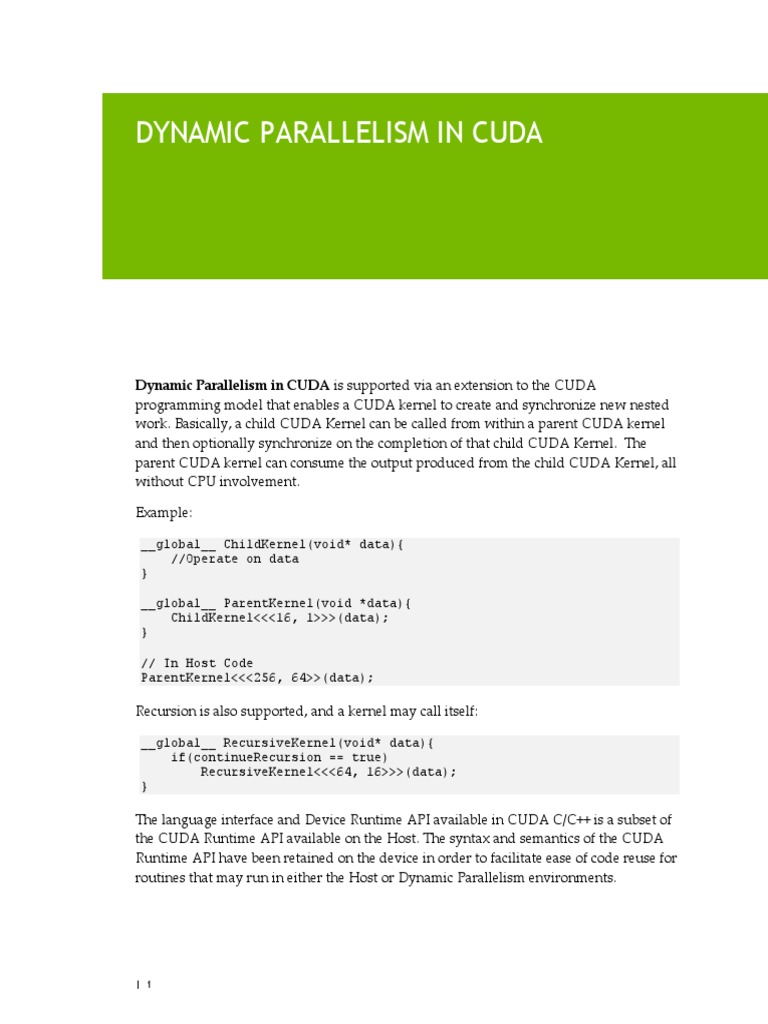Techbrief Dynamic Parallelism In Cuda Pdf Parallel Computing Runtime System