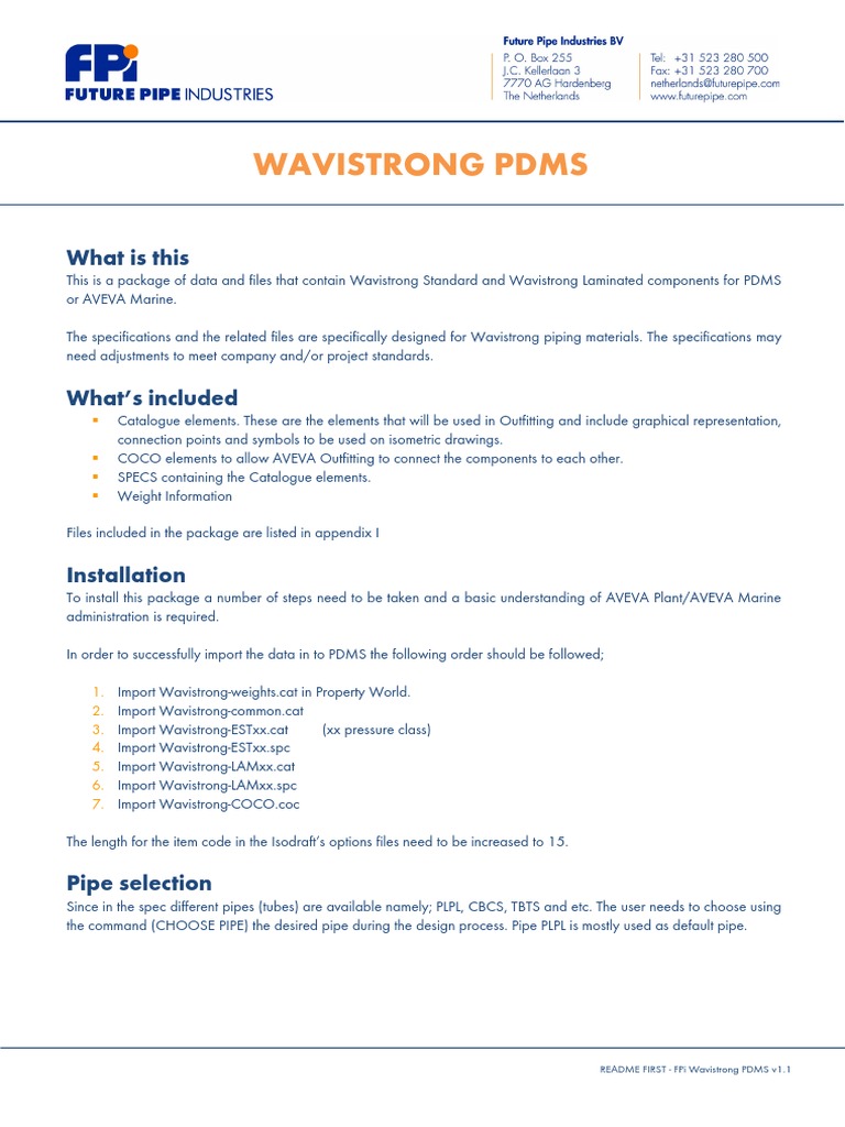 README FIRST - FPi Wavistrong PDMS v1 - 1 PDF | Download Free PDF | Specification (Technical ...