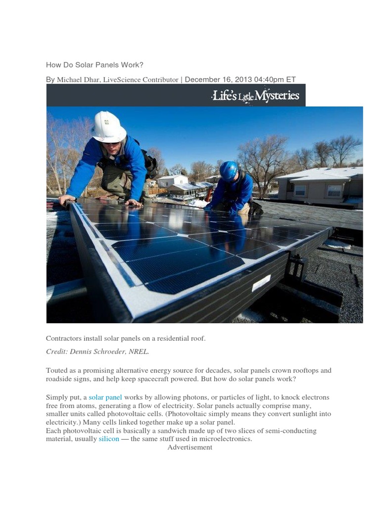 How Do Solar Panels Work | PDF | Semiconductors | Electron Hole
