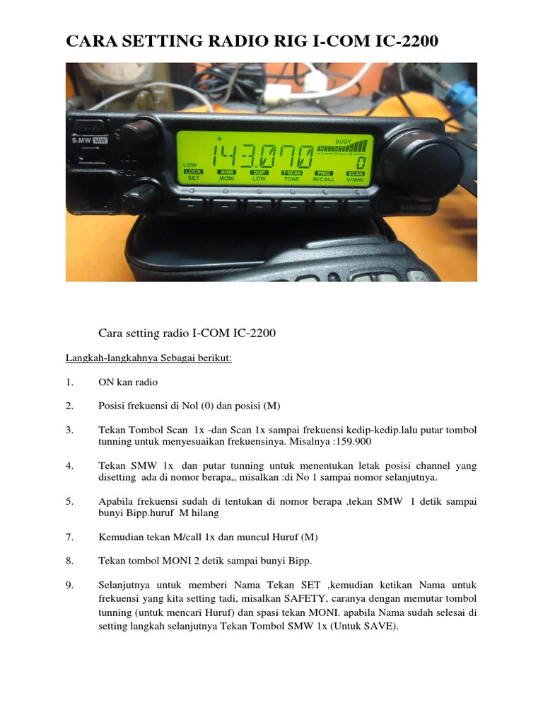 Cara Setting Radio Rig Icom 2200 | PDF