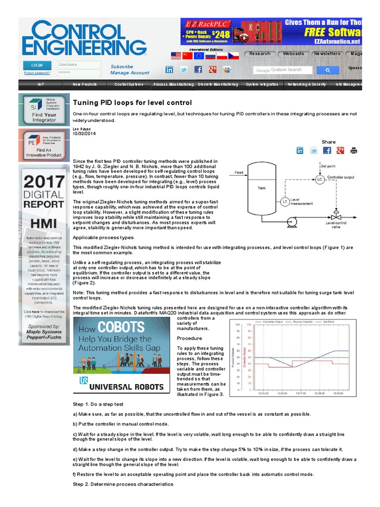 Tuning PID Loops For Level Control - Control Engineering | PDF | Control Theory | Applied ...
