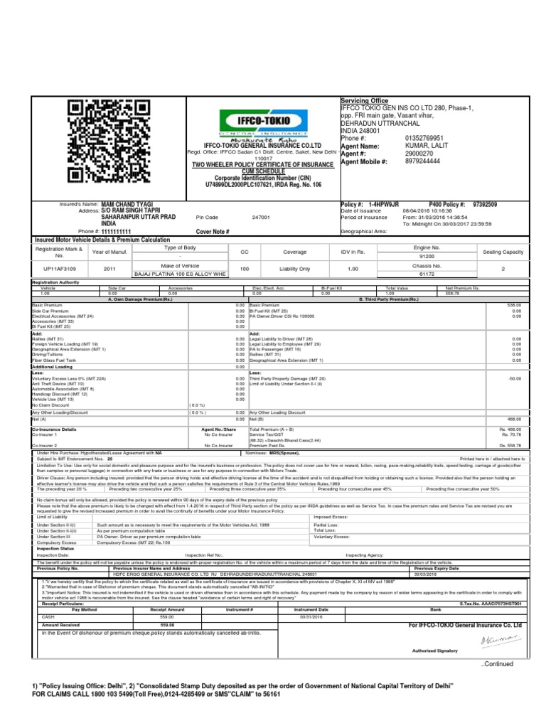Document List | PDF | Vehicle Insurance | Insurance