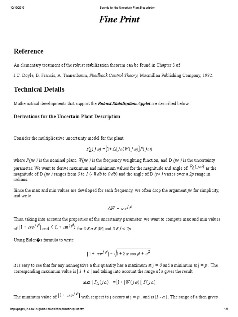 Robust Stability | PDF | Derivative | Analysis