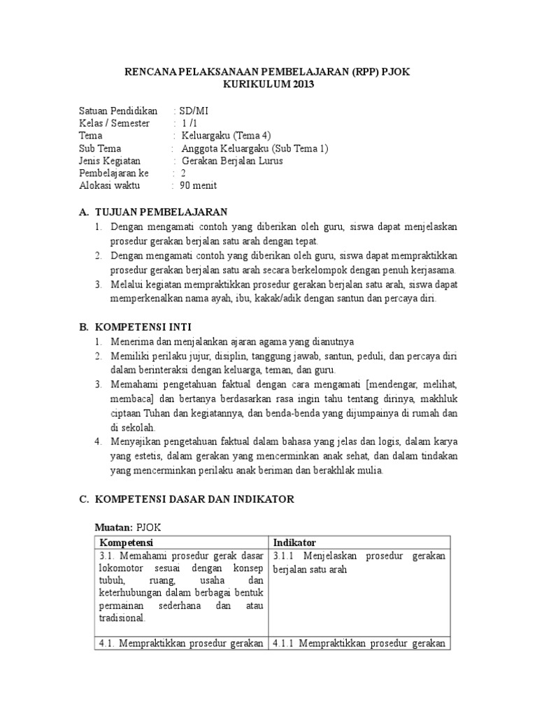 Prosedur Gerakan Berjalan Lurus SD | PDF