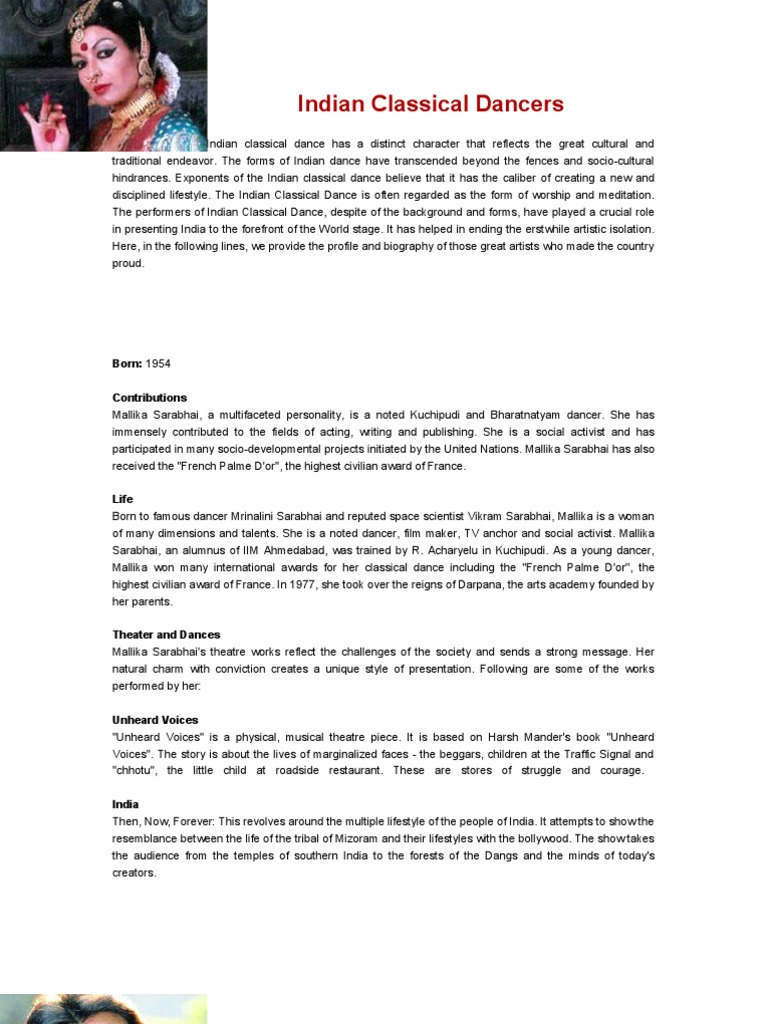 Indian Classical Dancers | PDF | Dances | Entertainment (General)