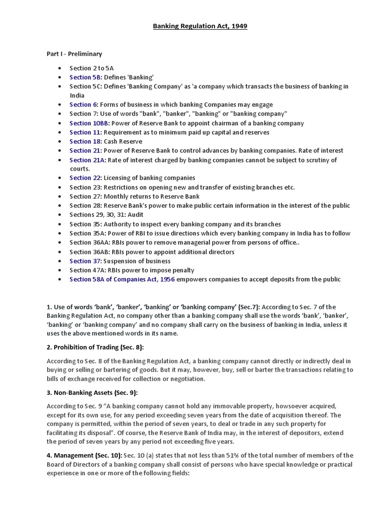 Banking Regulation Act Made Easy | PDF | Reserve Bank Of India | Banks