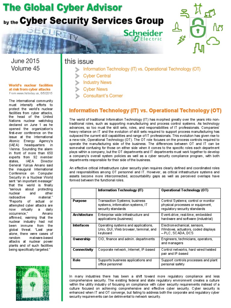 Information Technology (IT) vs. Operational Technology (OT) : World's ...