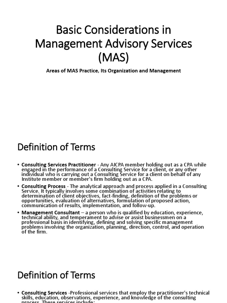 Basic Considerations in Mas | PDF | Consultant | Implementation