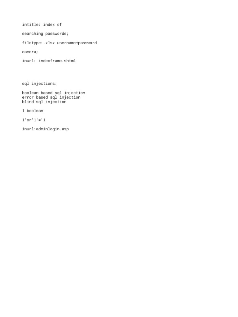 Intitle: Index of Searching Passwords Filetype:.xlsx Username+password ...