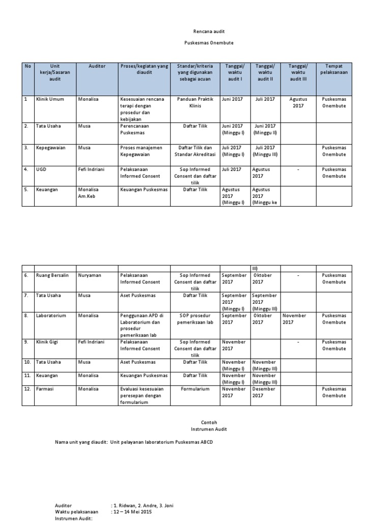 Contoh Audit Plan | PDF